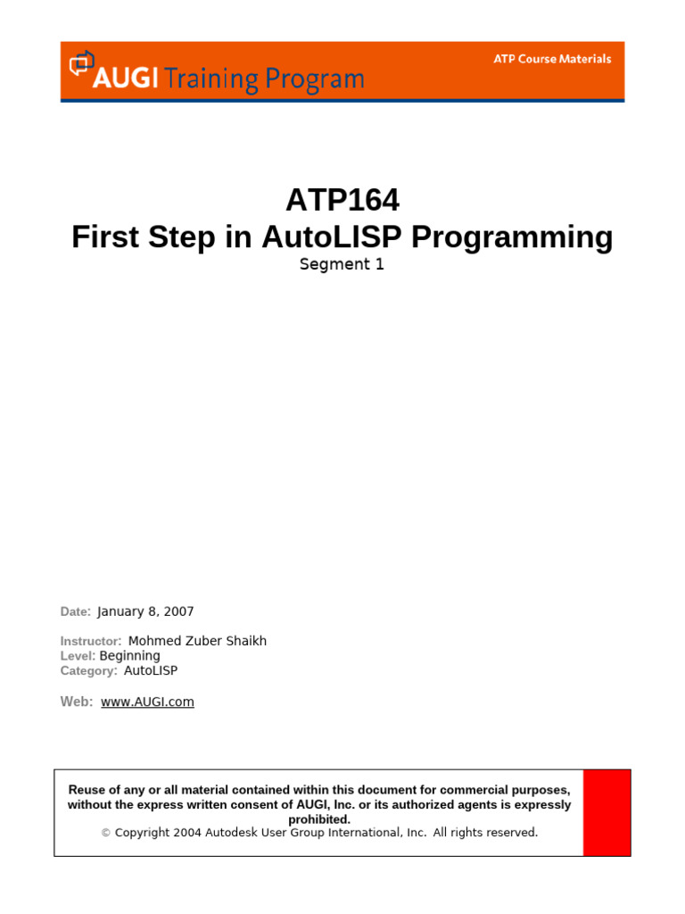 ATP 003 First Step in Autolisp Programming Segment01 | PDF | Computing | Computer Programming