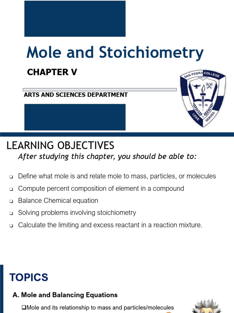 CHAPTER 5-Mole and Stoichiometry | PDF | Stoichiometry | Mole (Unit)