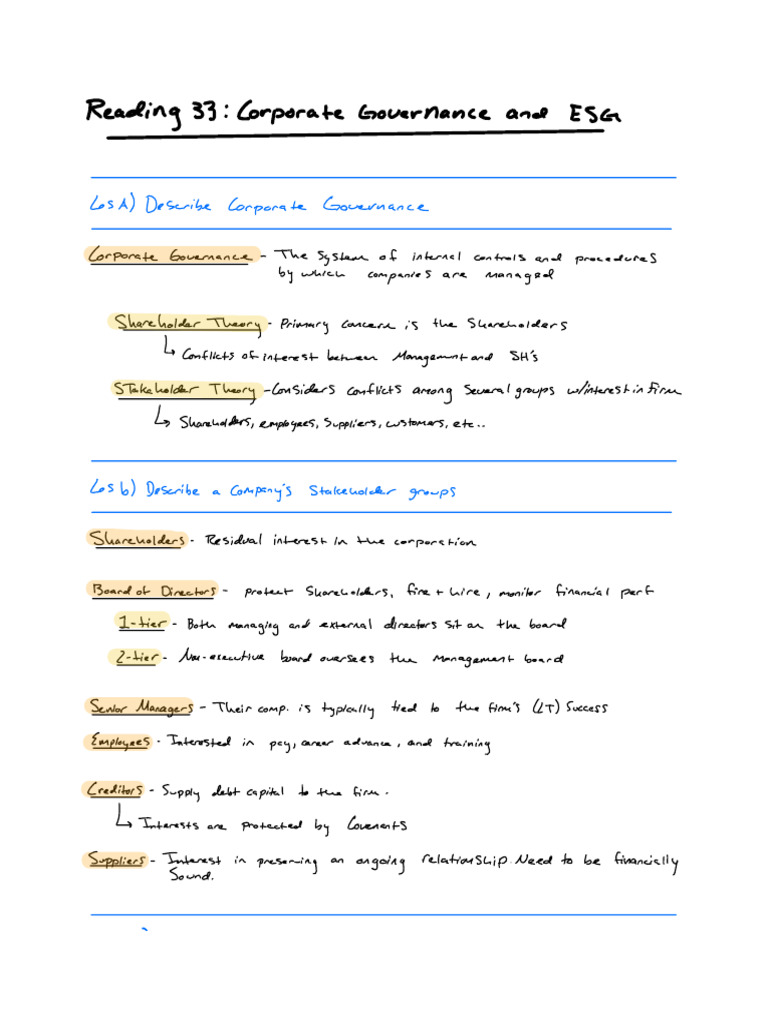 Reading 33 - Corporate Governance and ESG | PDF | Corporate Governance ...