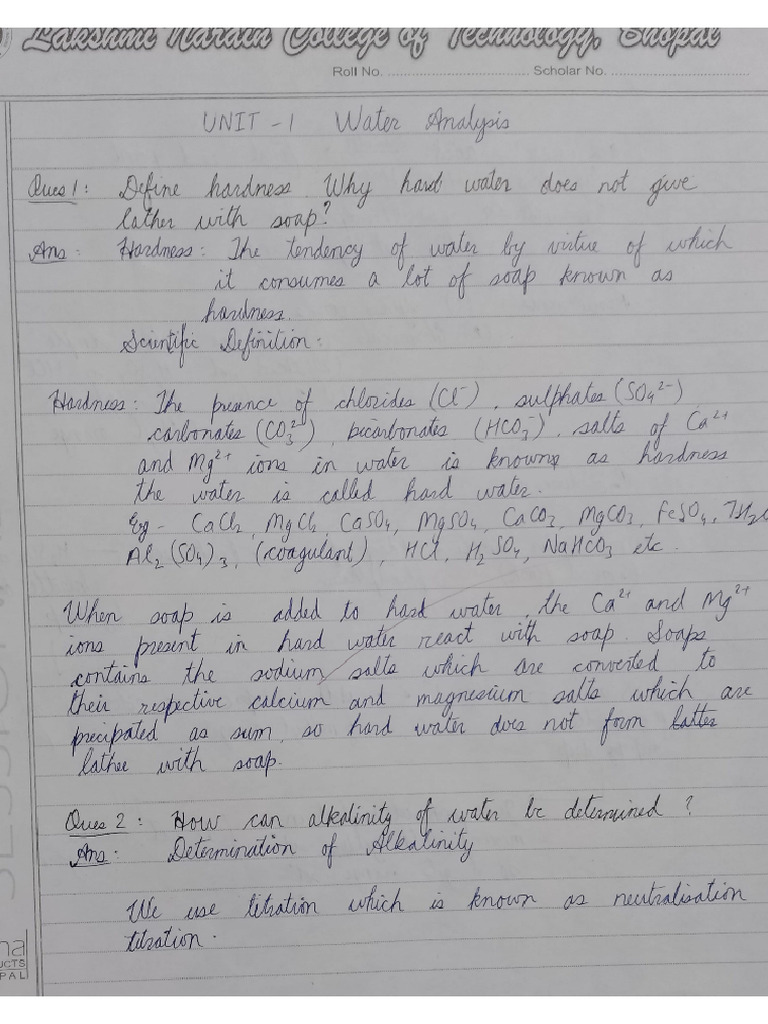 Bt-101 Engineering Chemistry Assignment | PDF