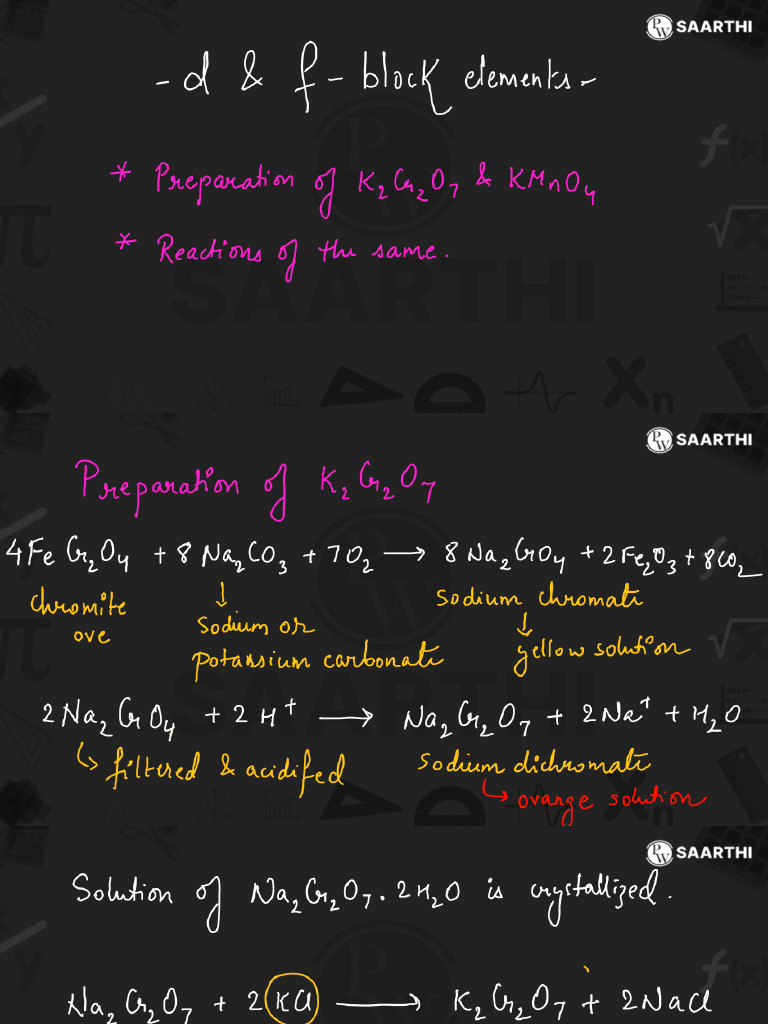 D and F Block (K2Cr2O7 and KMnO4) | PDF