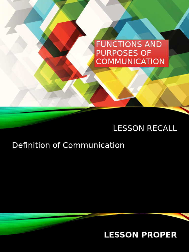 Functions and Purposes of Communication | PDF