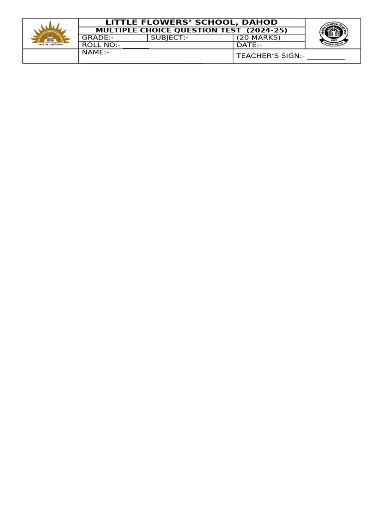 MCQ Paper Format | PDF