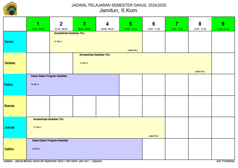 Jadwal Guru 25 | PDF