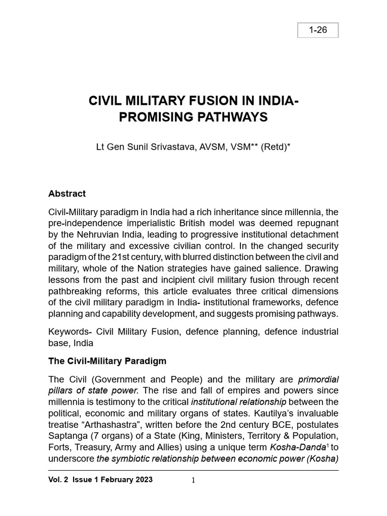 Civil Military Fusion in India Promising Pathways by LT Gen Sunil ...