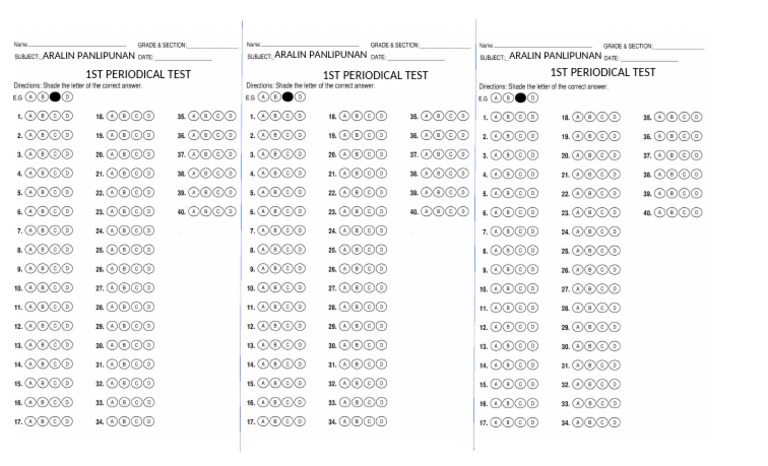 1st ANSWERSHEET PERIODICAL | PDF
