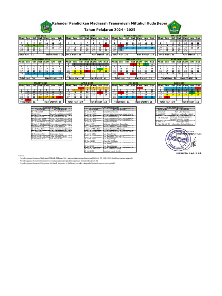Kaldik 2024-2025 MTs Mifda | PDF