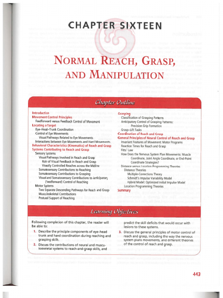 Normal Reach Grasp and Manipulation - CH 16 | PDF