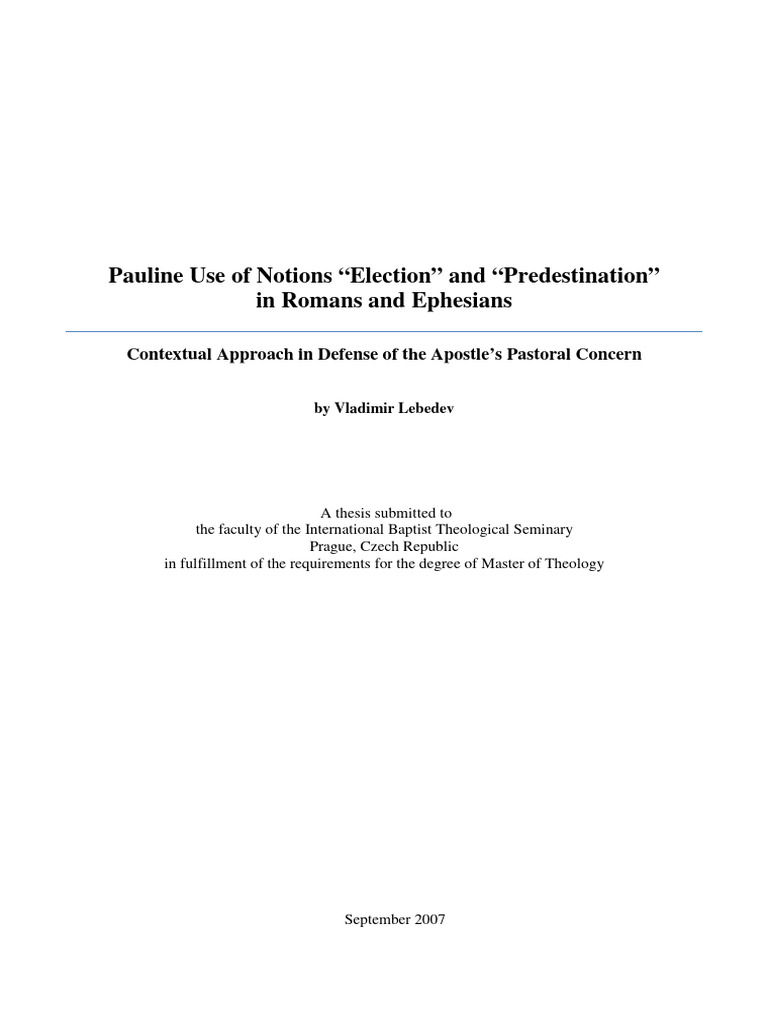 Pauline Use of Notions Election and Pred-30967951 | PDF ...