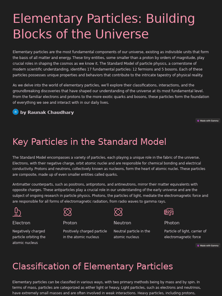 Elementary Particles Building Blocks of The Universe | PDF | Elementary ...