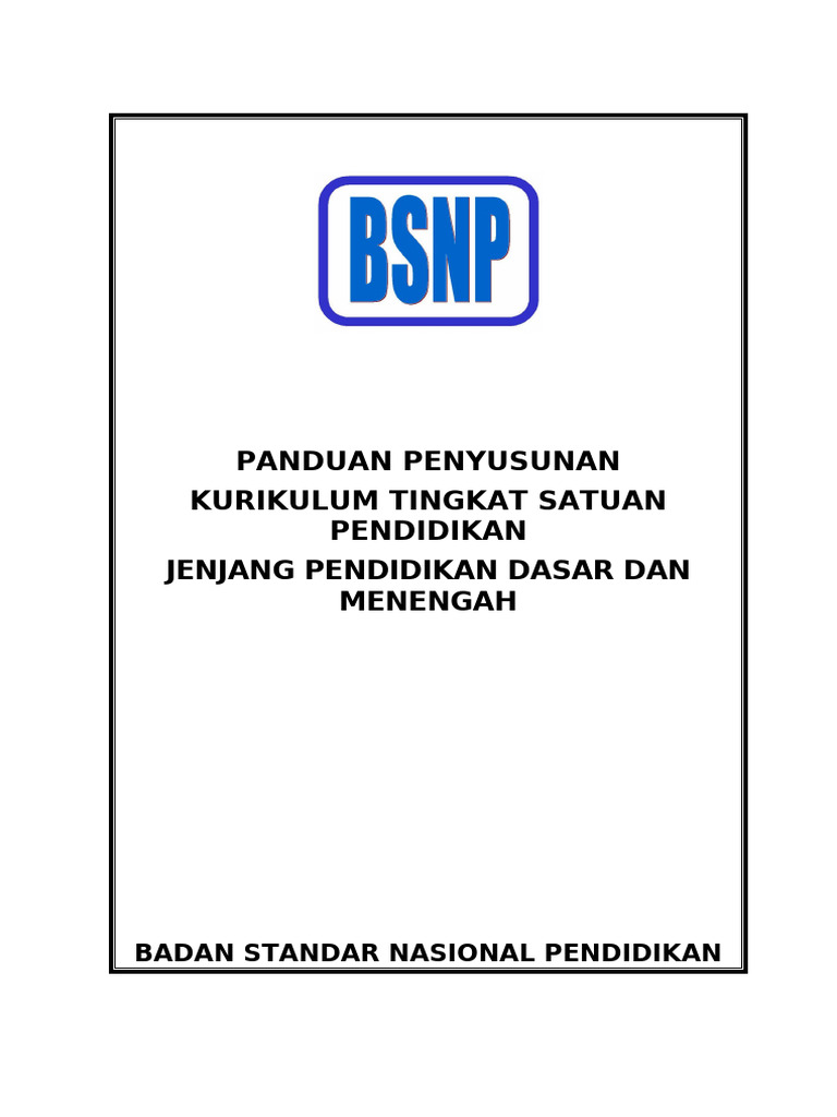 A.4. Panduan Penyusunan KTSP-BSNP | PDF
