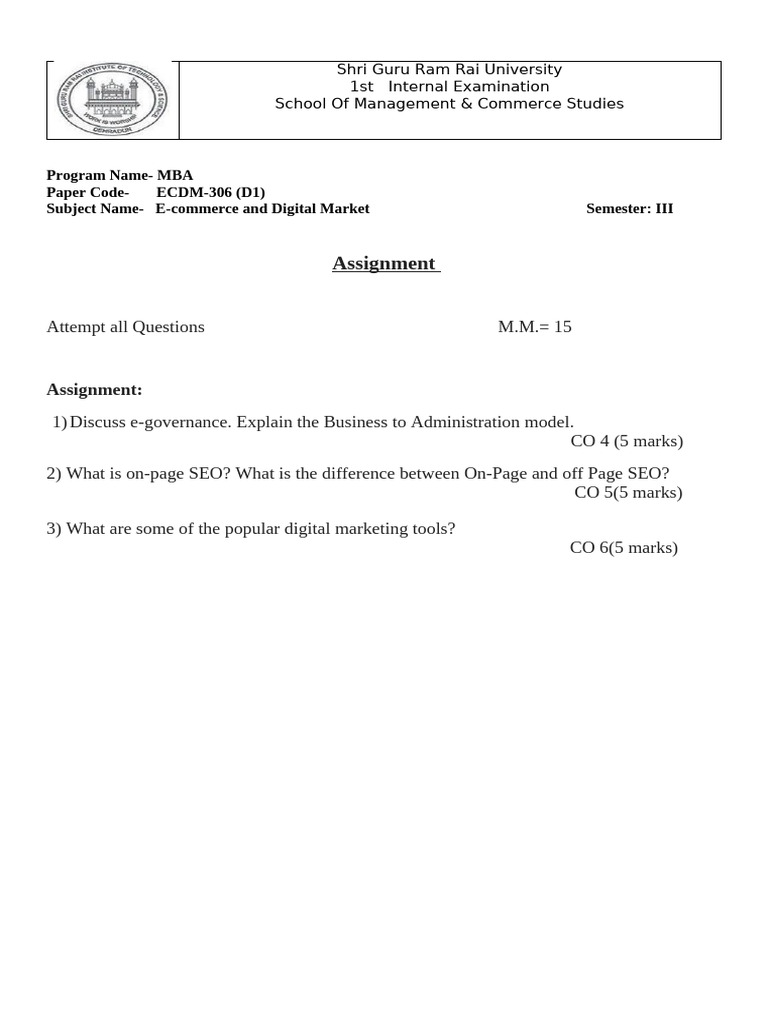 Assignment Ecdm (Mba) | PDF