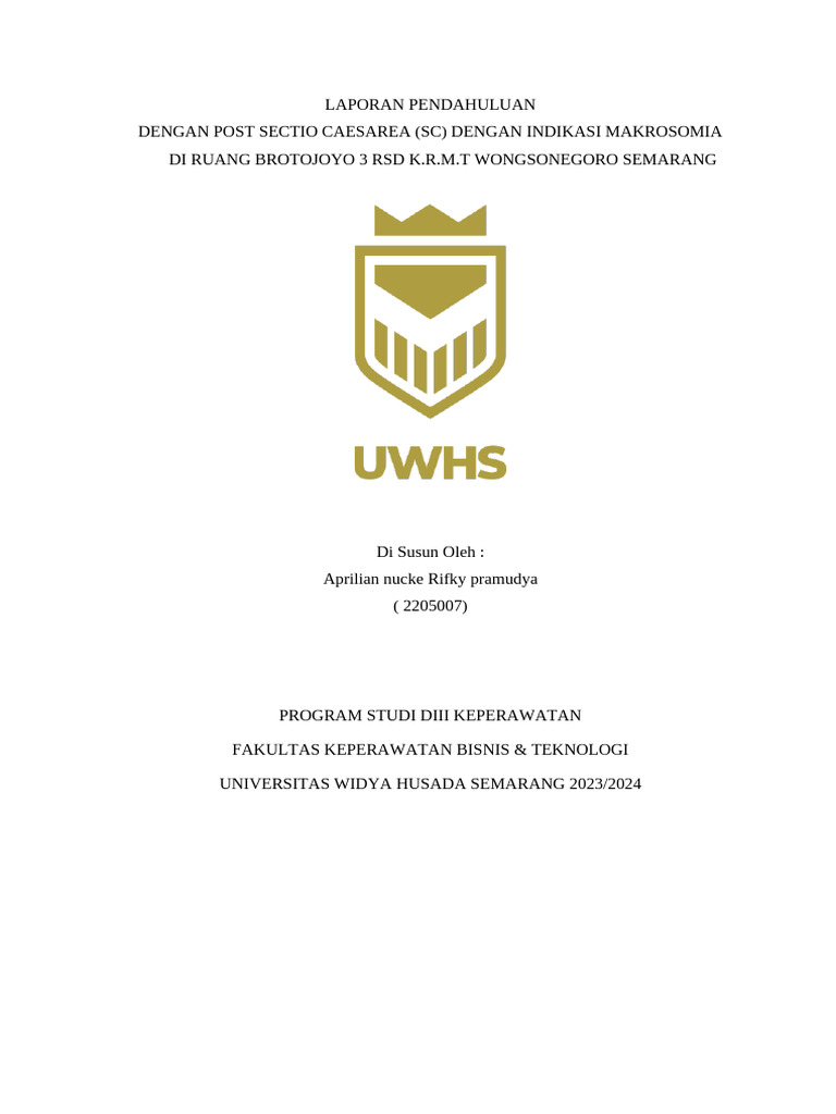 Laporan Pendahuluan Post SC | PDF