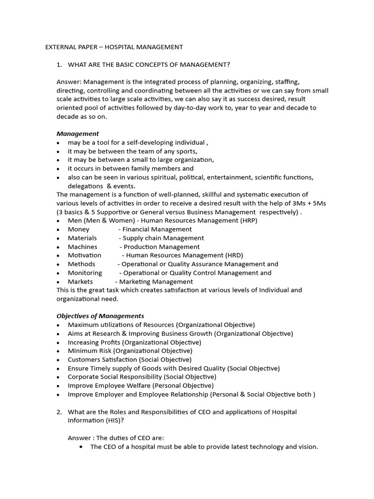 EXTERNAL PAPER HOSPITAL MANAGEMENT | PDF | Patient | Hospital