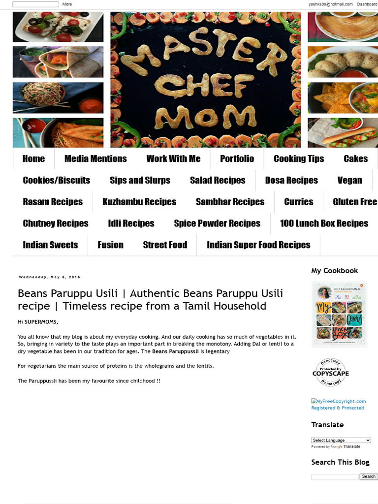 MASTERCHEFMOM - Beans Paruppu Usili - Authentic Beans Paruppu Usili ...