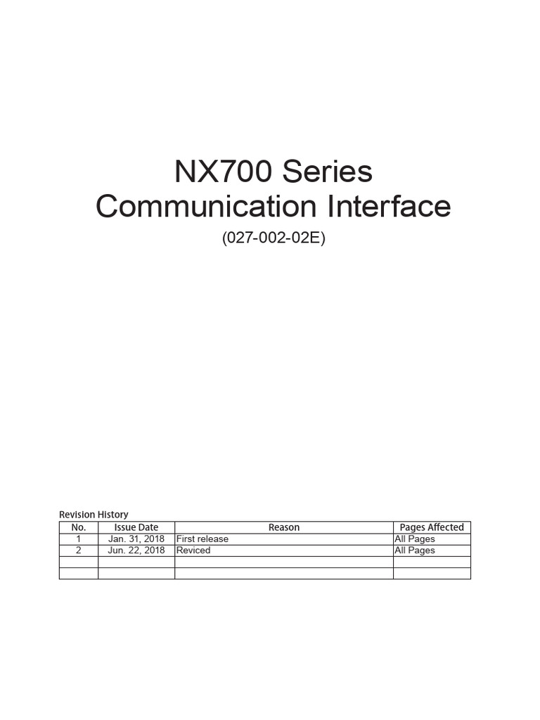NX700 Series Communication Overview | PDF | Data Transmission ...