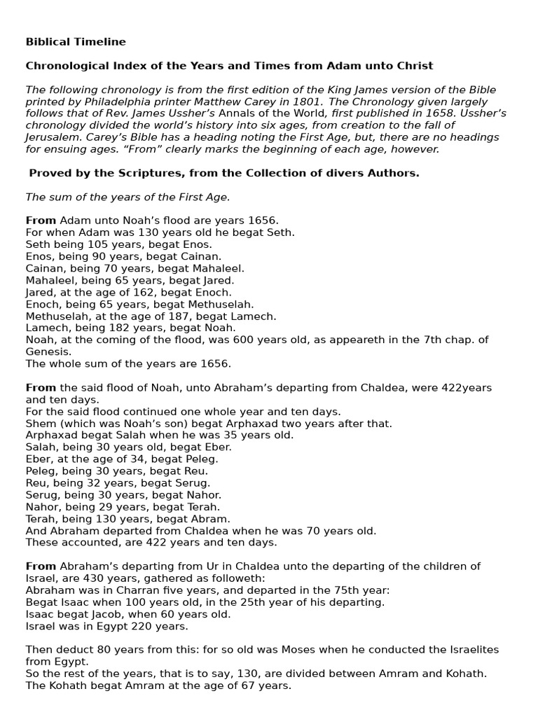 Biblical Timeline | PDF | Ancient Israel And Judah | Hebrew Bible People