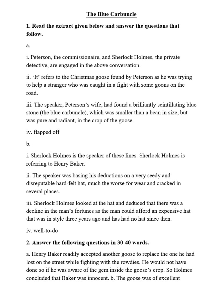 1699348358163.the Blue Carbuncle Reference Notes | PDF | Arthur Conan ...
