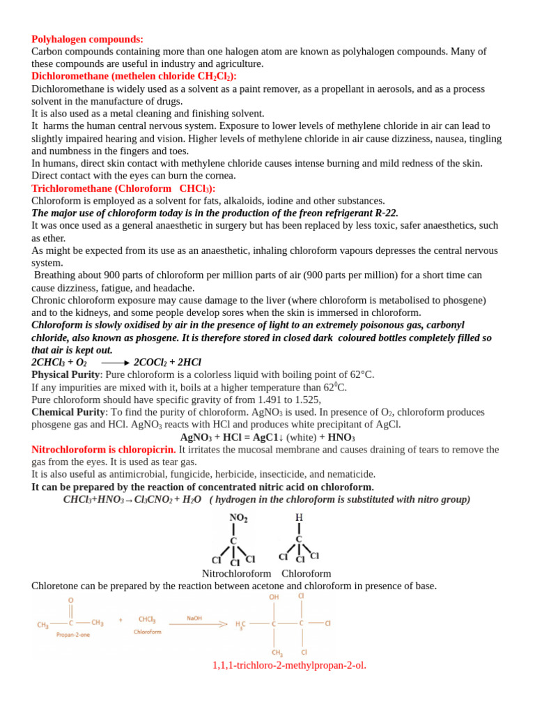 Polyhalogen Compounds | PDF | Chloroform | Chlorofluorocarbon