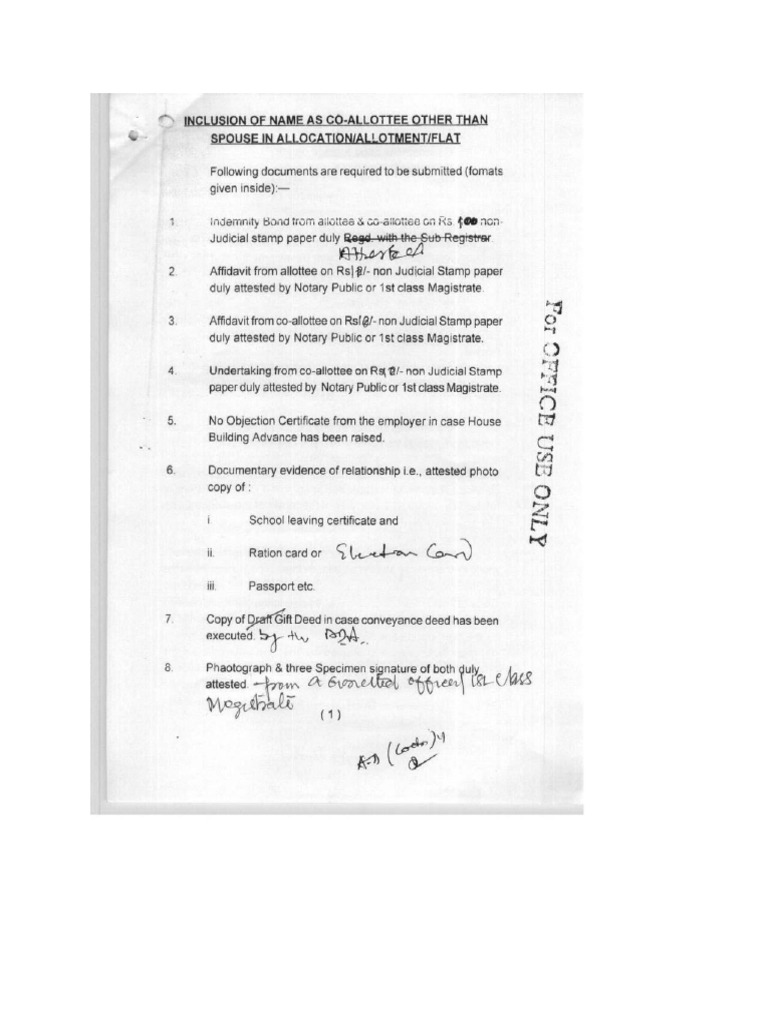 Guidelines of Inclusion of Name As Co-Allottee Other Than Spouse in ...