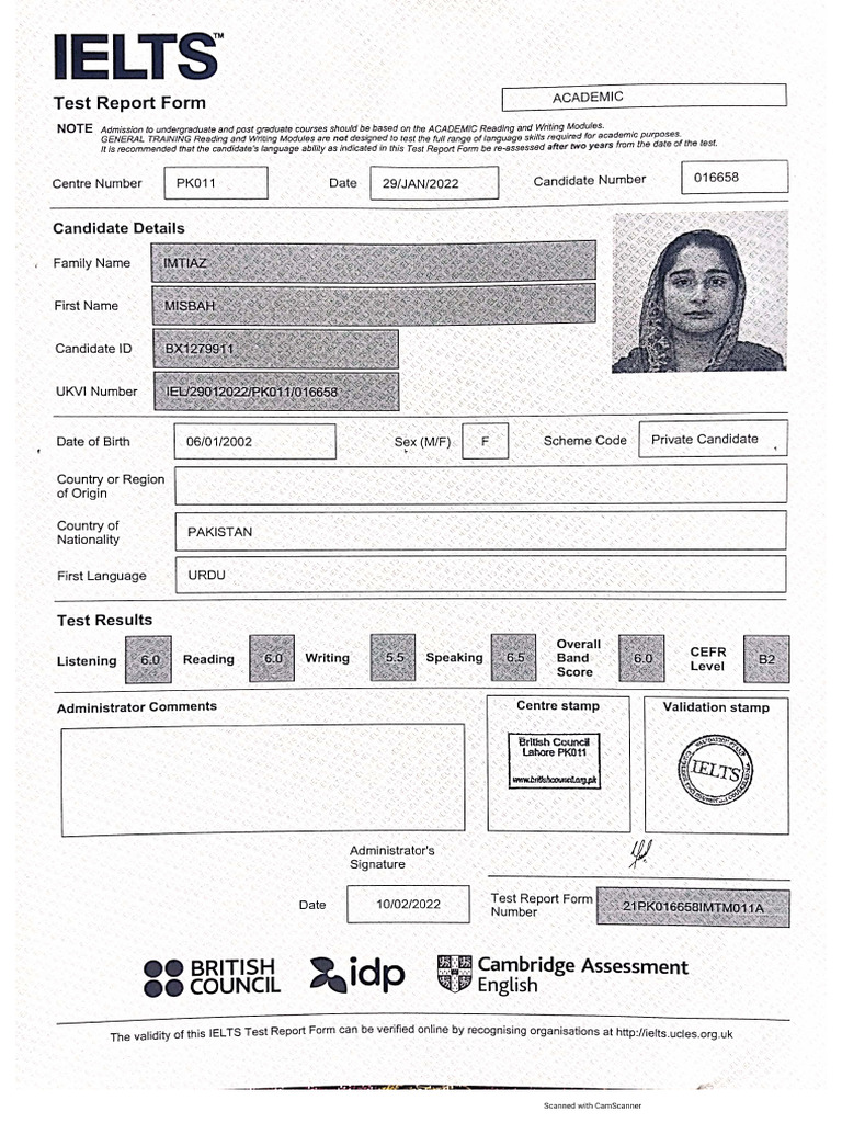 Ielts Test Report | PDF