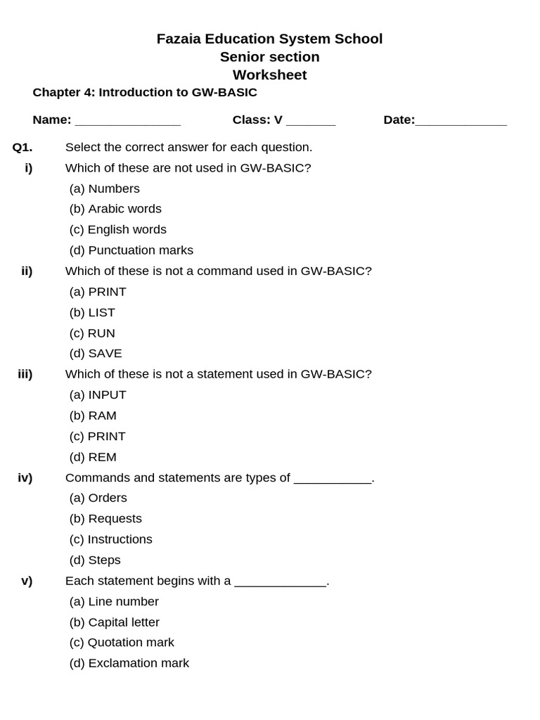 Chapter #4 Worksheet | PDF
