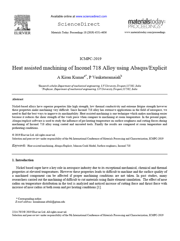 5 CONF Heat Assisted Machining Inconel | PDF | Machining | Finite ...