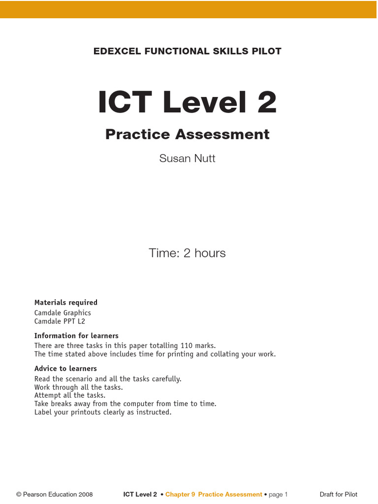 ICT Level 2 Practice Assessment Guide | PDF | Spreadsheet | Page Layout