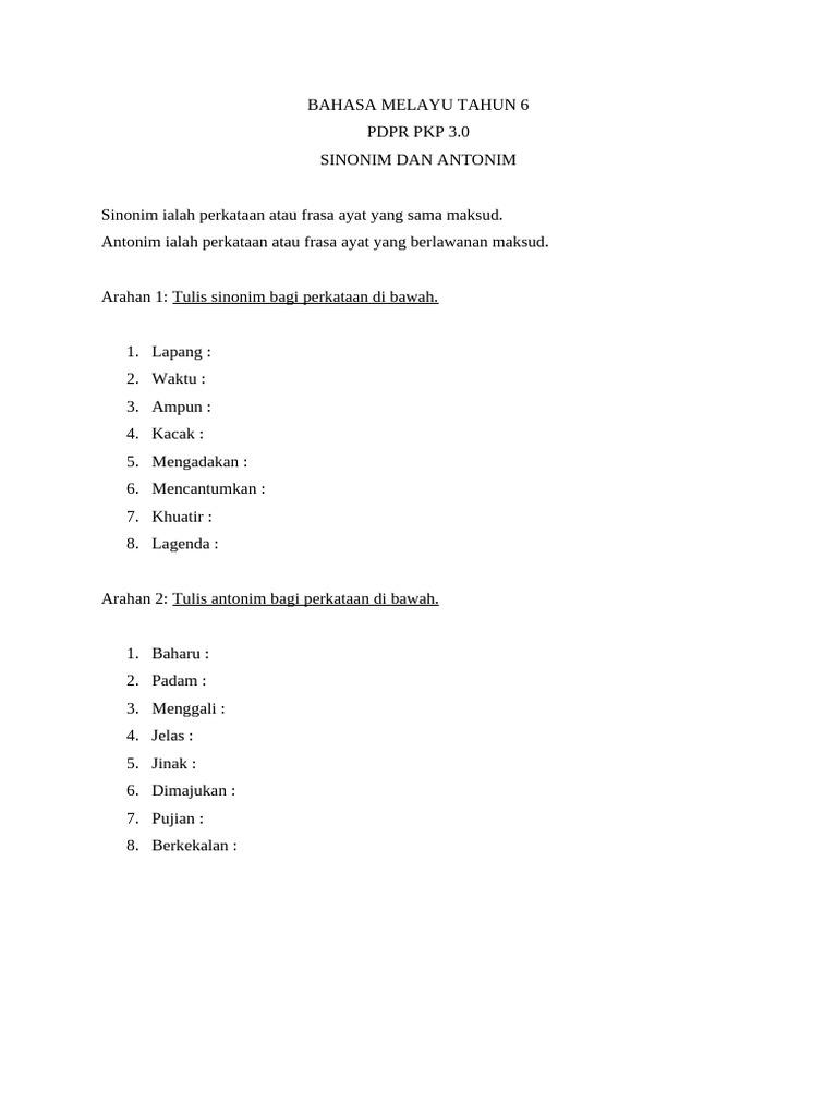 Antonim Dan Sinonim Pdf