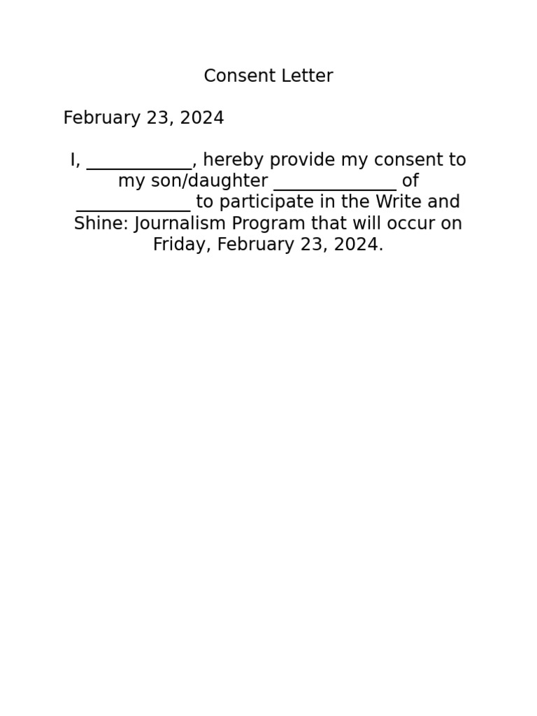 Consent Letter | PDF | Social Science