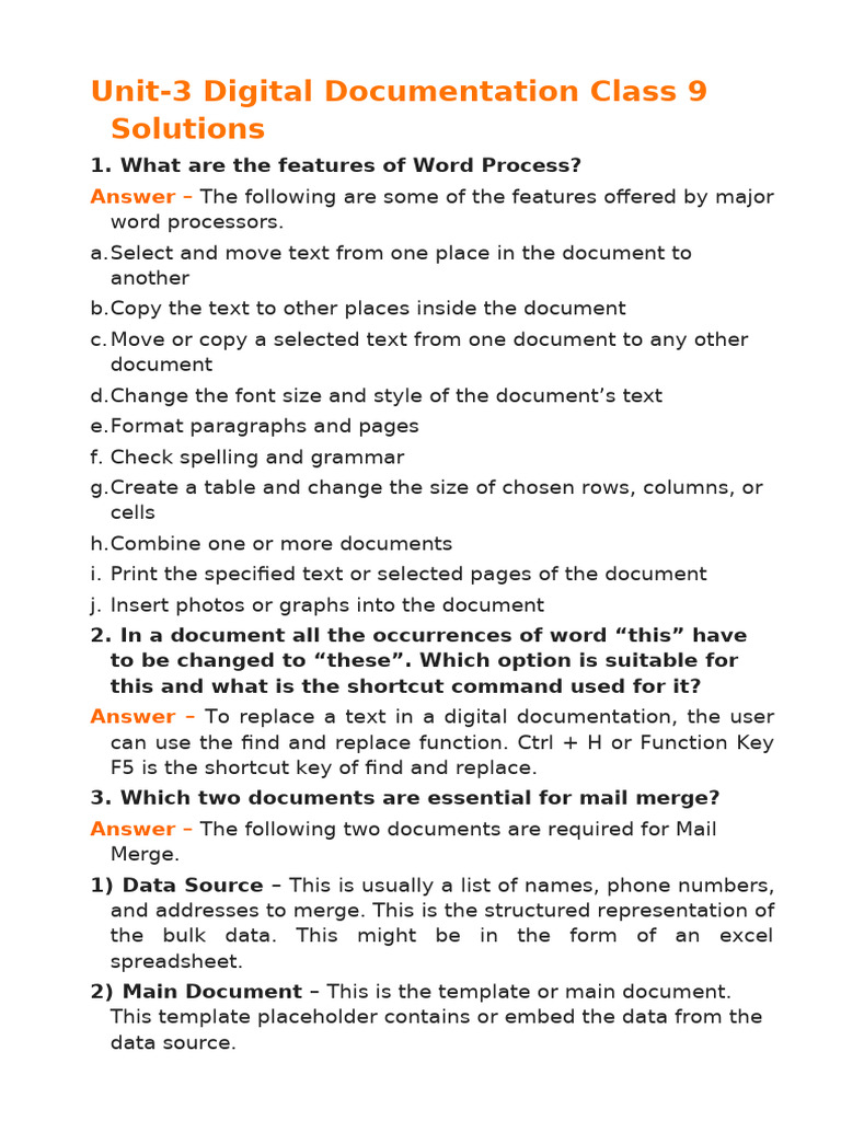 Unit-3 Digital Documentation 1 | PDF | Microsoft Word | Word Processor