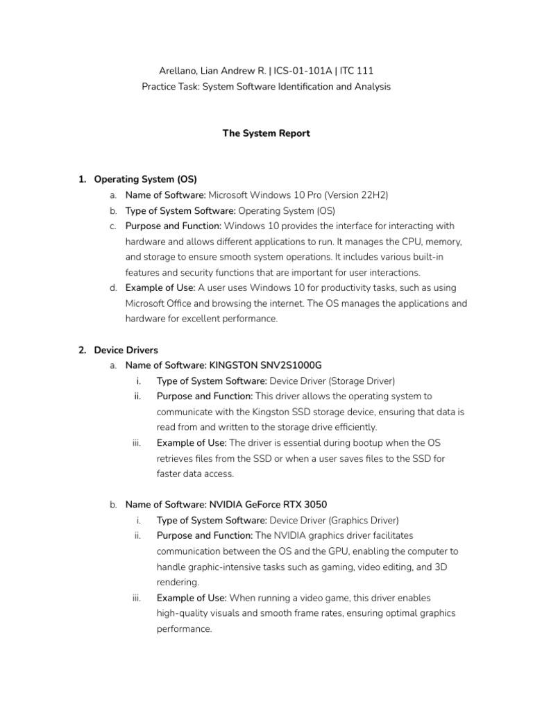 Arellano, Lian Andrew R. | PDF | Operating System | Bios