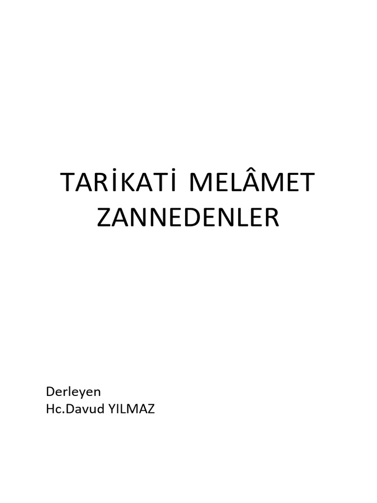Tarikati Melamet Zanledenler | PDF