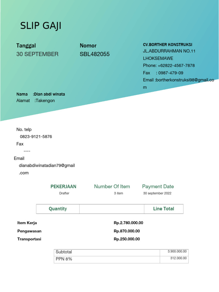 Salinan Dari Contoh Slip Gaji Karyawan Word | PDF