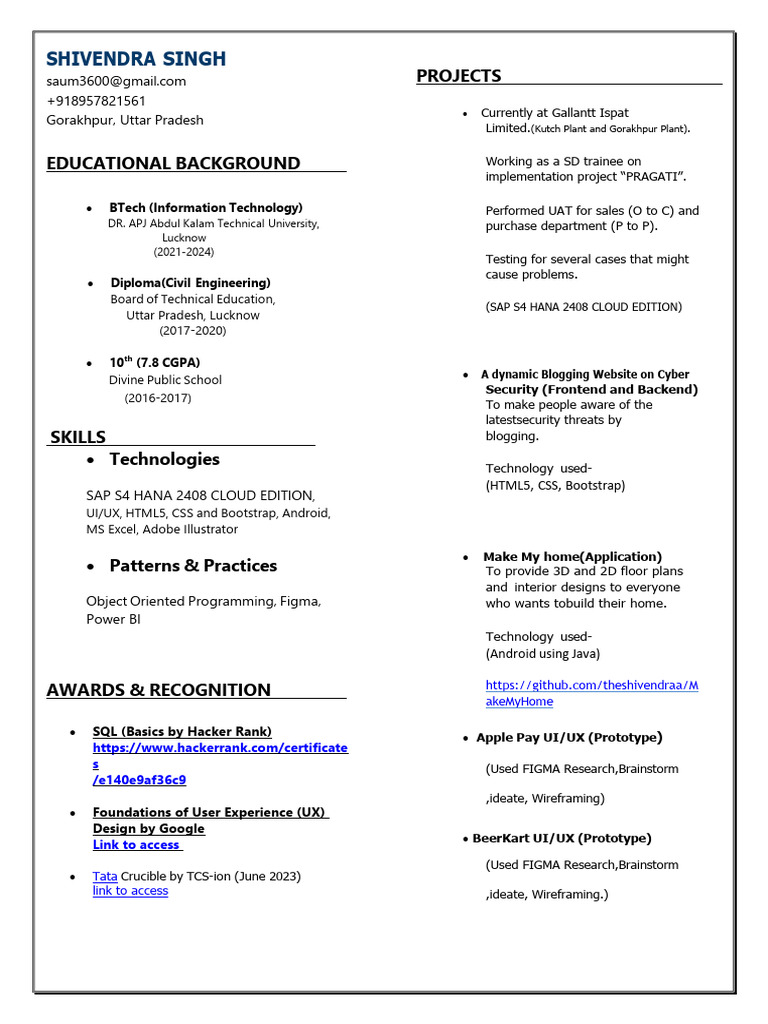 RESUME OLD | PDF | Computing | Software