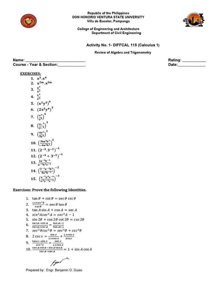 Activity No. 1 MT DIFFCAL 115 2023 | PDF | Technology & Engineering