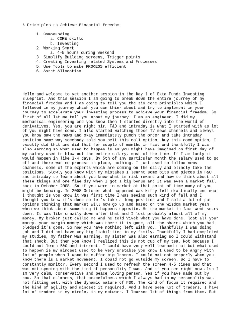 6 Steps to Financial Freedom | PDF | Diversification (Finance) | Equity ...