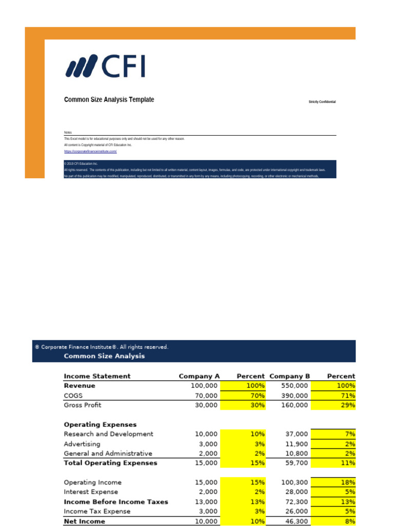 Common Size Analysis Template | PDF | Equity (Finance) | Financial ...