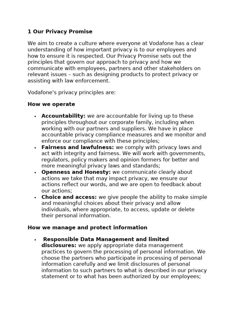 Vodafone Terms and Condition | PDF | Privacy | Recruitment