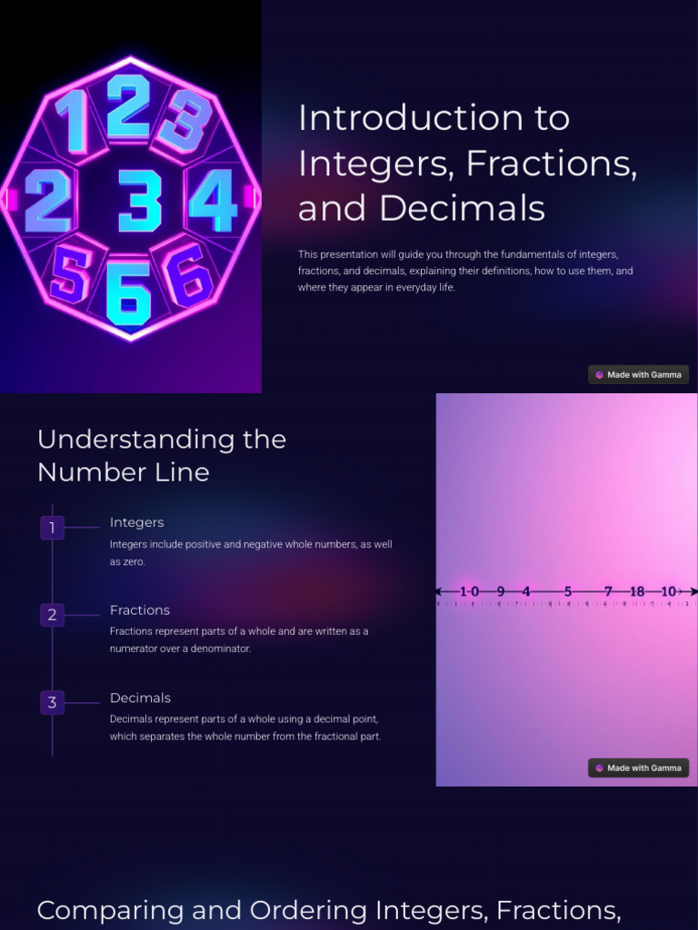 Introduction to Integers Fractions and Decimals | PDF | Numbers | Decimal