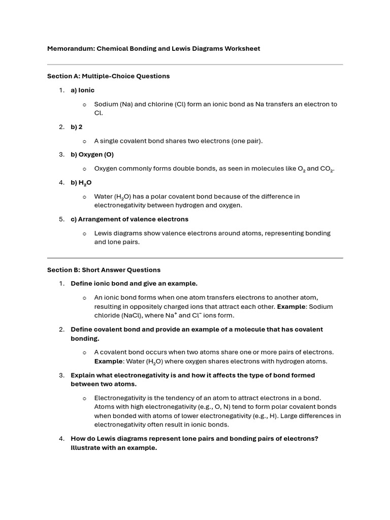 Memorandum | PDF | Chemical Bond | Covalent Bond