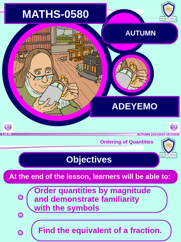Ordering Quantities & Fractions Guide | PDF | Teaching Methods & Materials