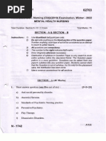GNM 2nd Yr MHN Question Paper | PDF | Mental Health | Psychiatry