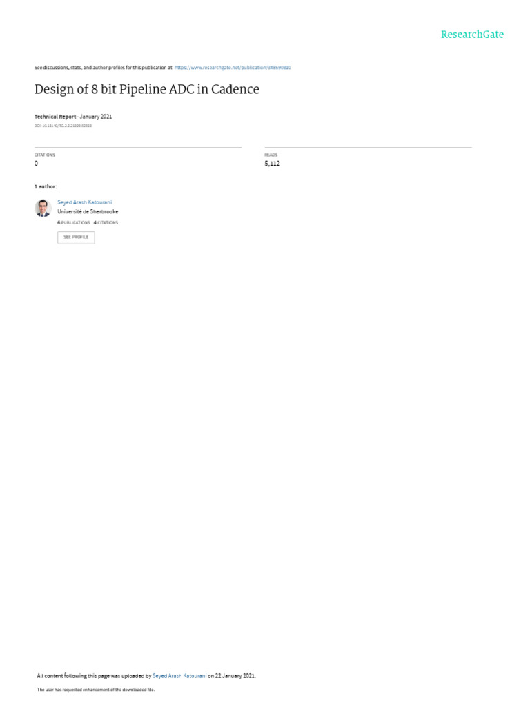 8-bit Pipeline ADC Design in Cadence | PDF | Analog To Digital ...