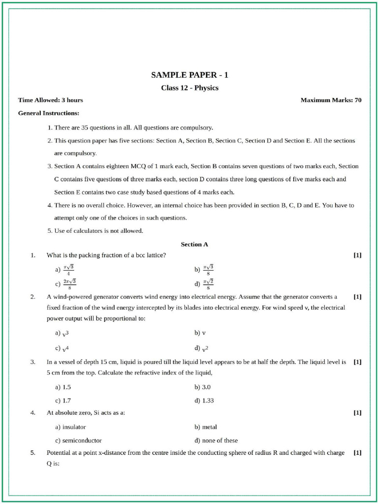 Physics 2023 Set - 1 | PDF