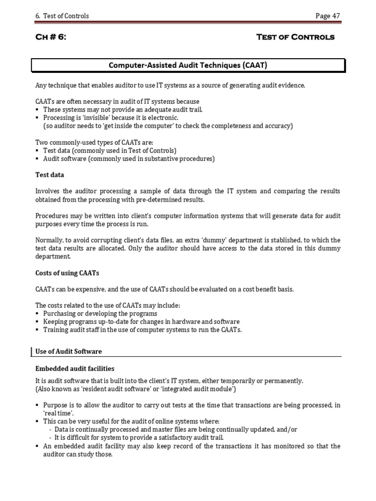 Chapter 6 Test of Controls | PDF | Cheque | Inventory
