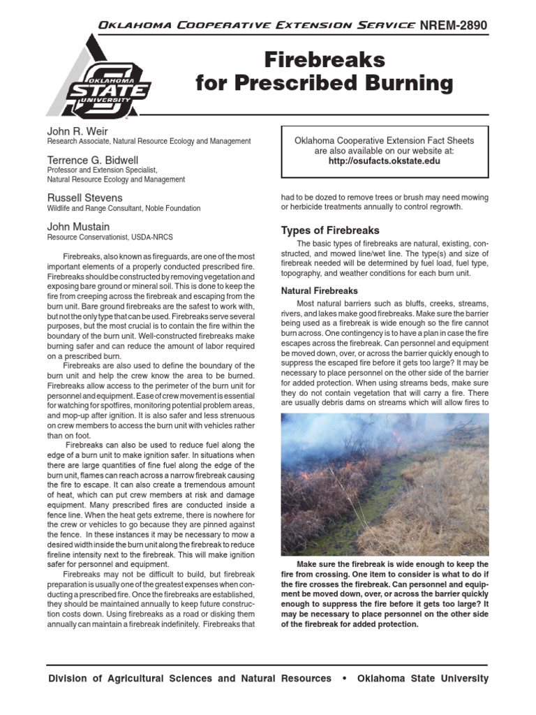 Firebreaks: Types and Considerations | PDF | Fires | Road