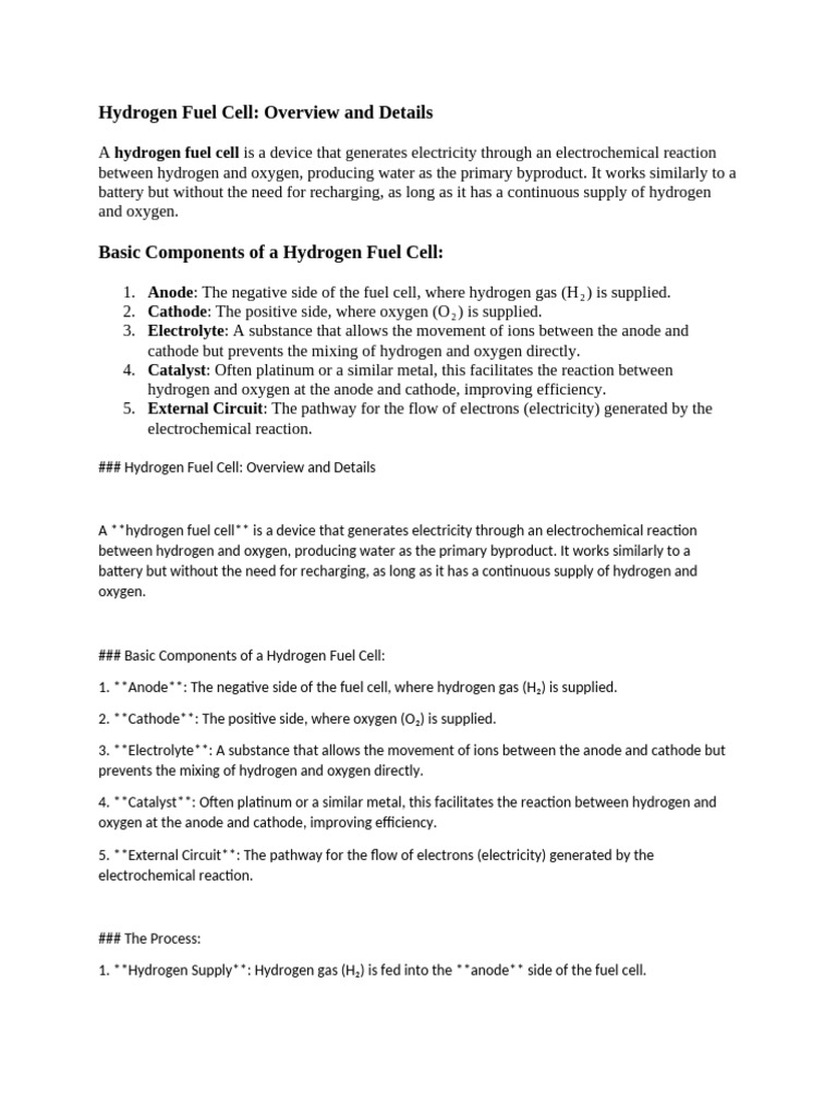 Hydrogen Fuel Cell | PDF | Fuel Cell | Cathode