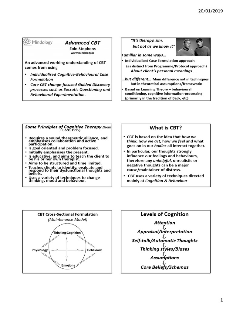 Advanced Cbt Techniques And Formulation Pdf Cognitive Behavioral