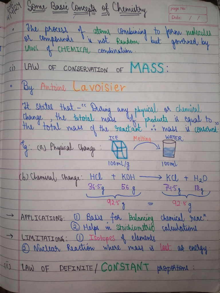 Laws of Chemical Combinations | PDF
